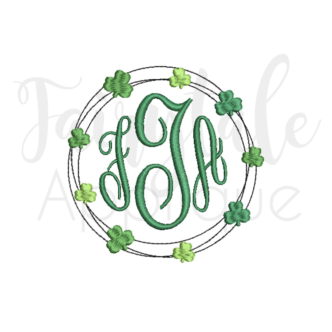 Digital Machine Embroidery Design - St. Patrick's Day Clover Monogram ...