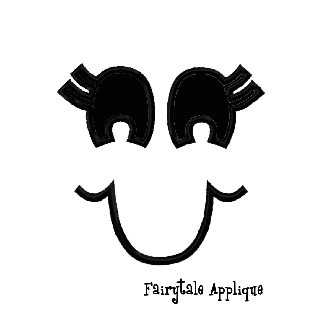 Digital Machine Embroidery Design - Girly Ghost Face Applique - Etsy