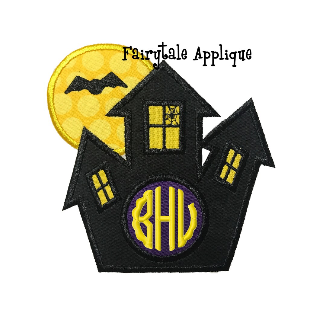 Digital Machine Embroidery Design Haunted House Applique - Etsy