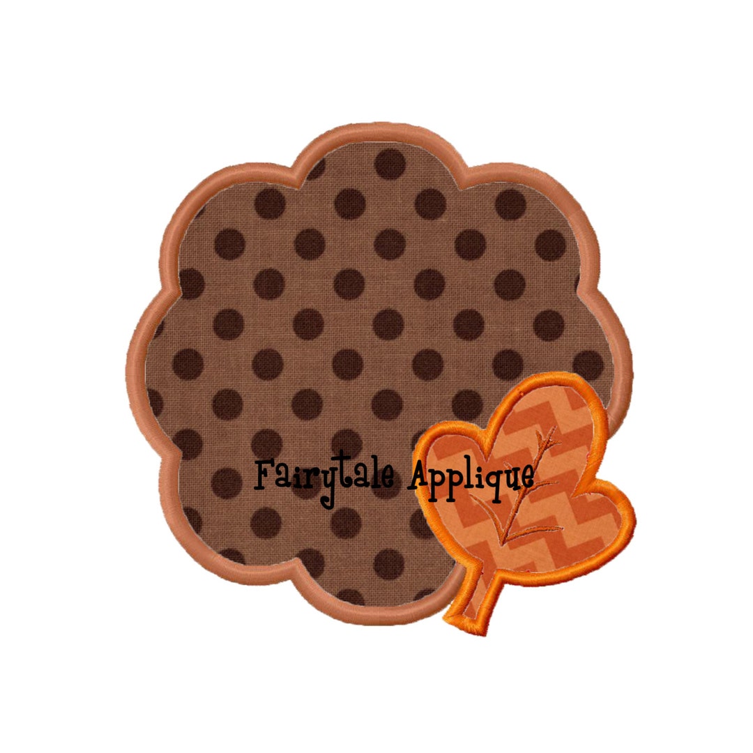 Digital Machine Embroidery Design - Frilly Circle With Leaf Applique - Etsy