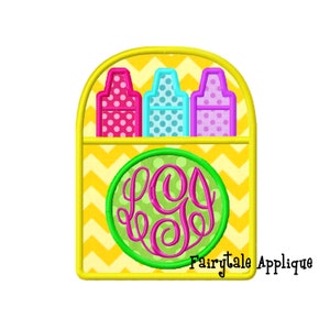 Digital Machine Embroidery Design - Crayon Box With Monogram Applique ...