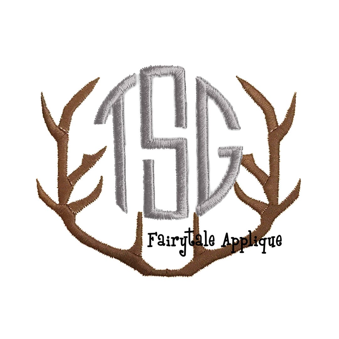 Digital Machine Embroidery Design Antler Monogram Frame Applique - Etsy