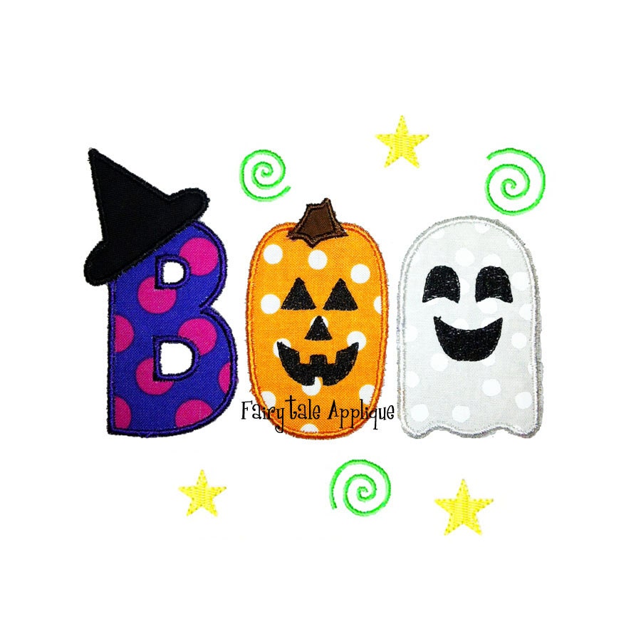 Digital Machine Embroidery Design BOO Applique - Etsy