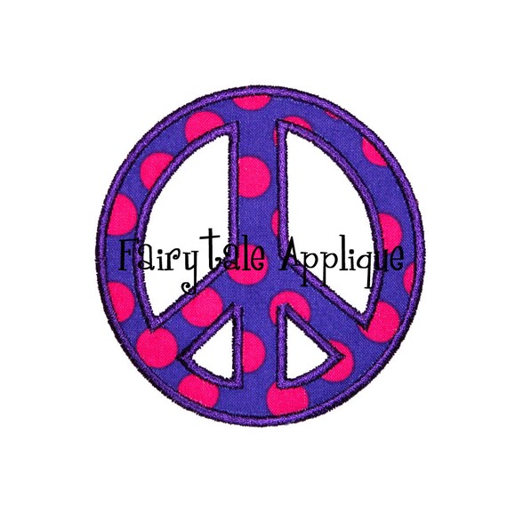 Digital Machine Embroidery Design Peace Sign Applique | Etsy