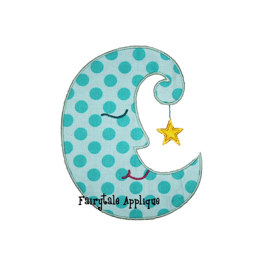 Digital Machine Embroidery Design Moon Applique - Etsy