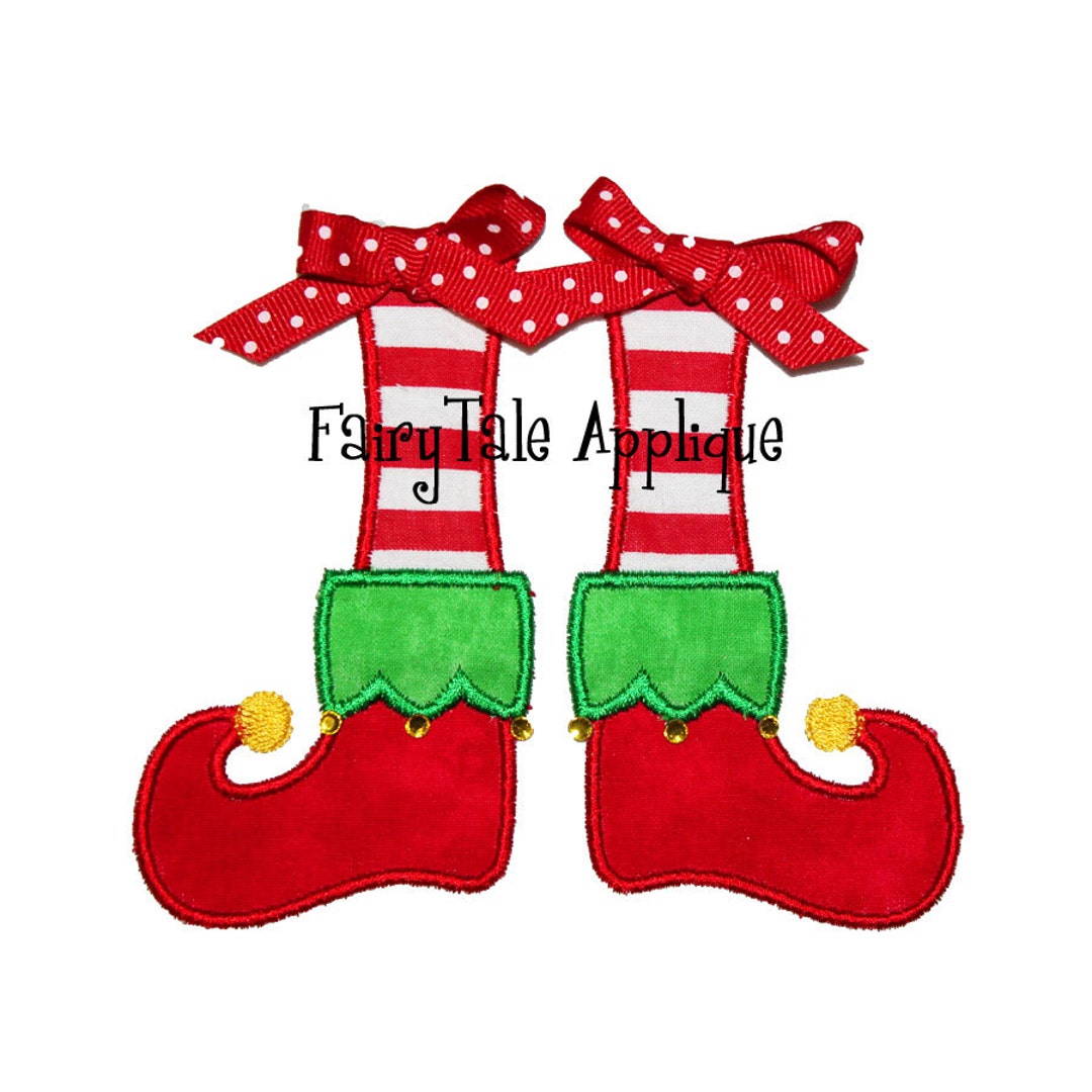 Digital Machine Embroidery Design - Christmas Elf Shoes Applique - Etsy