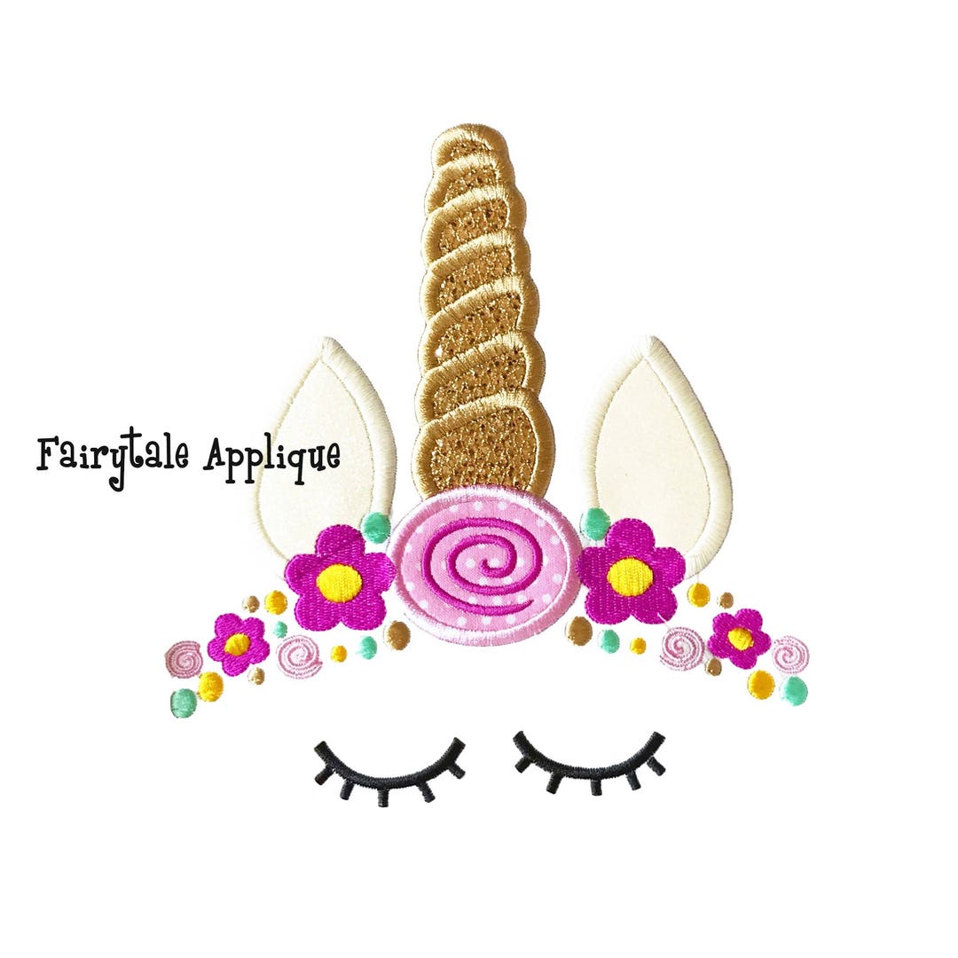 Digital Machine Embroidery Design - Floral Unicorn Applique - Etsy