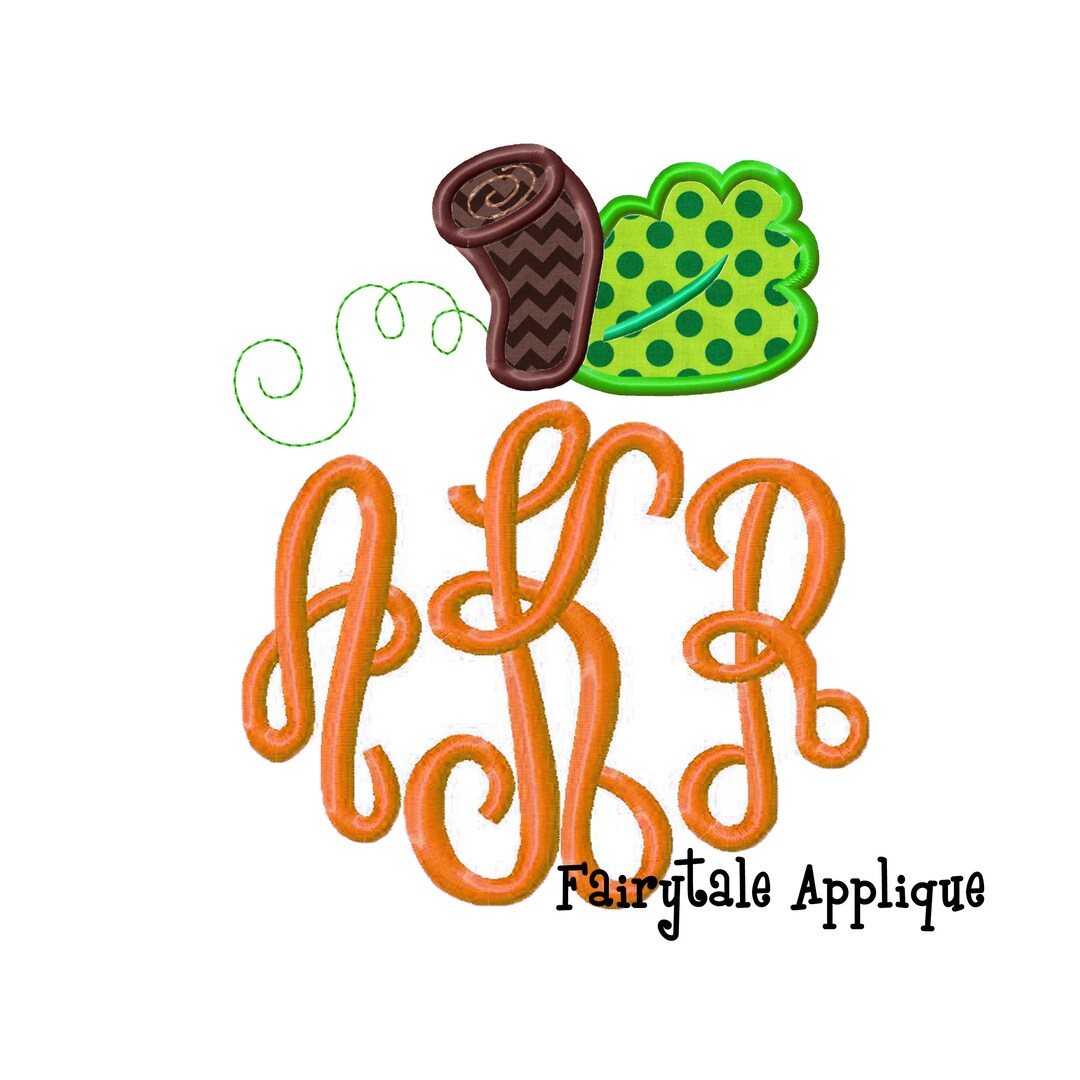 Digital Machine Embroidery Design - Pumpkin Monogram Topper - Etsy