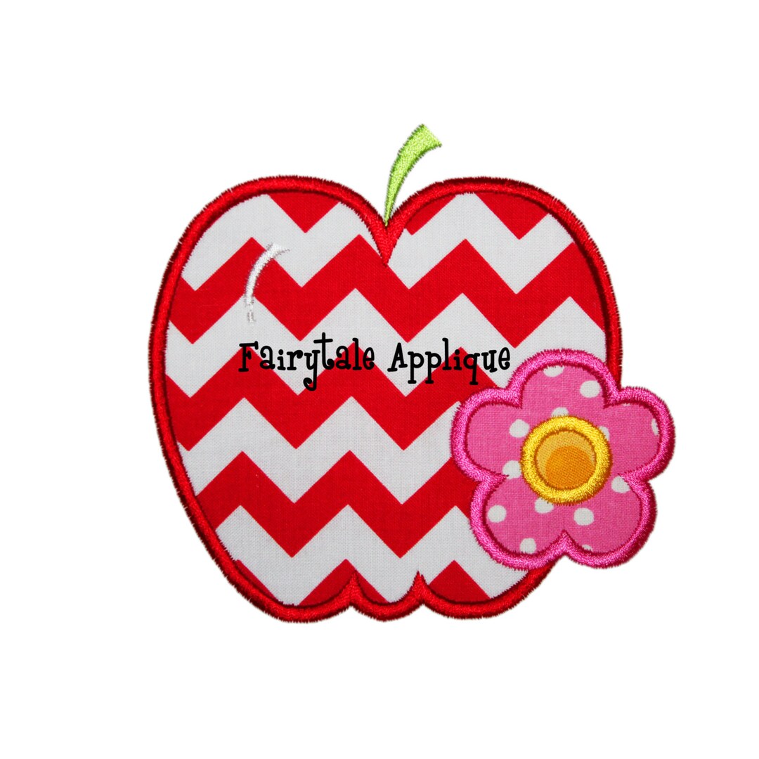 Digital Machine Embroidery Design - Apple With Flower Applique - Etsy