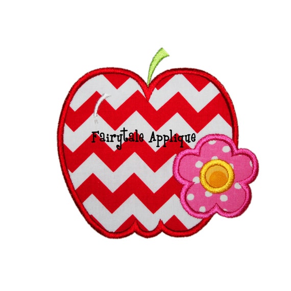 Digital Machine Embroidery Design Apple With Flower Applique | Etsy