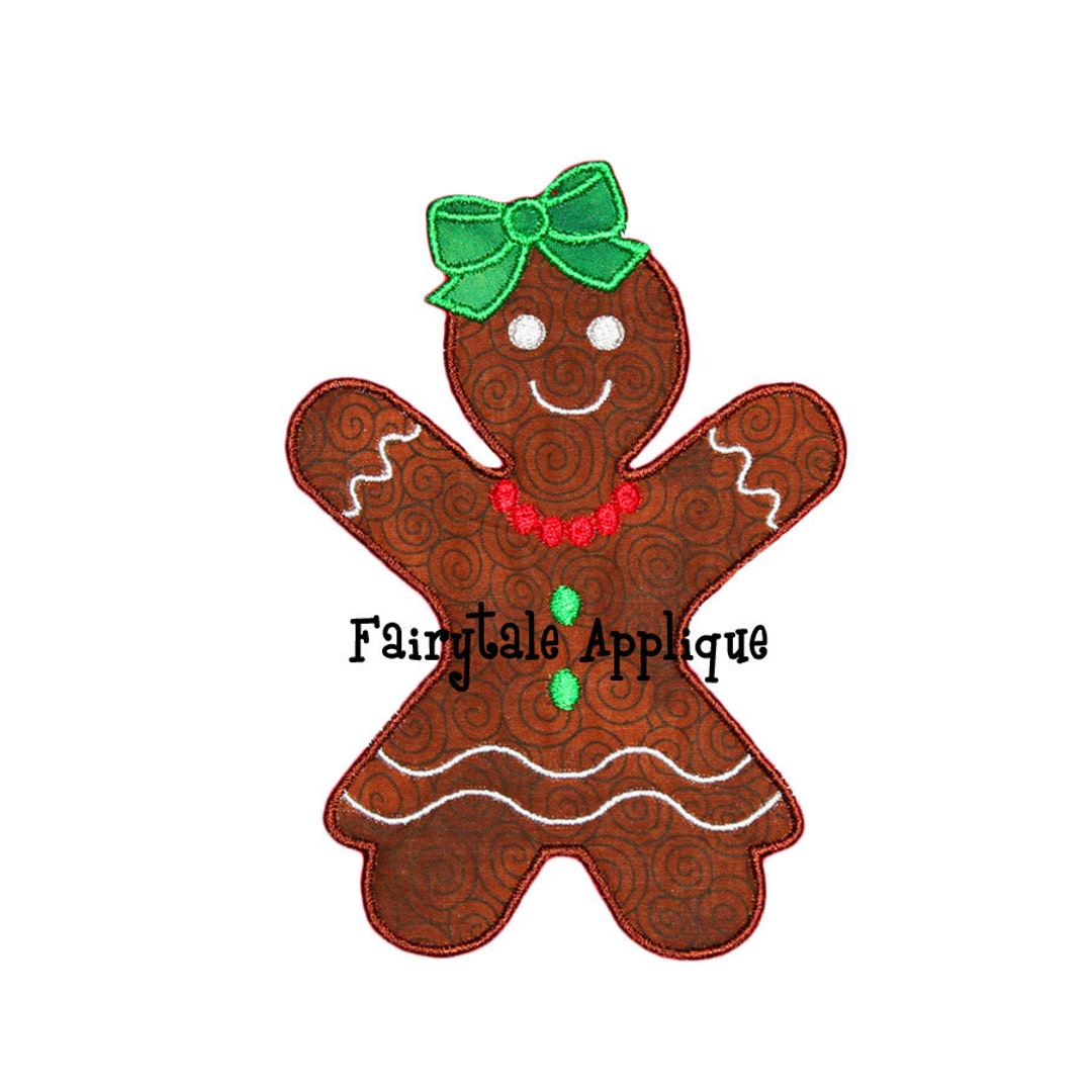 Digital Machine Embroidery Design - Gingerbread Woman Applique - Etsy