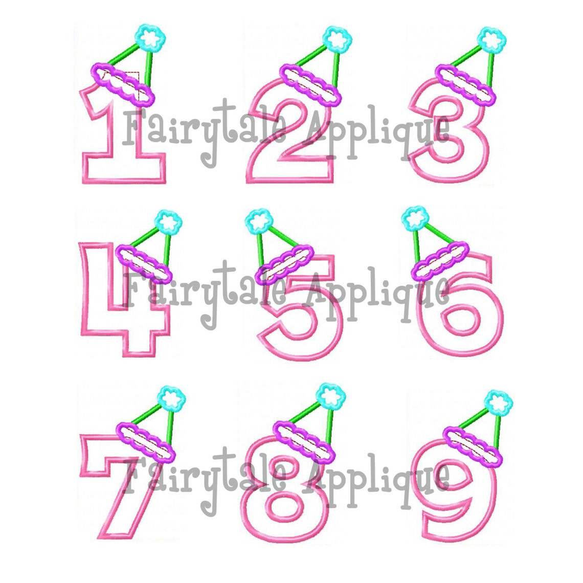 Digital Machine Embroidery Design Party Hat Applique Numbers - Etsy