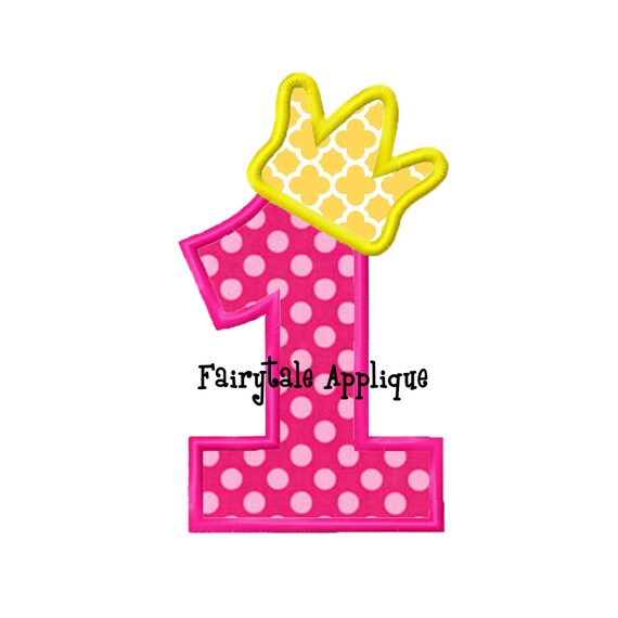 Digital Machine Embroidery Design Number 1 With Crown - Etsy