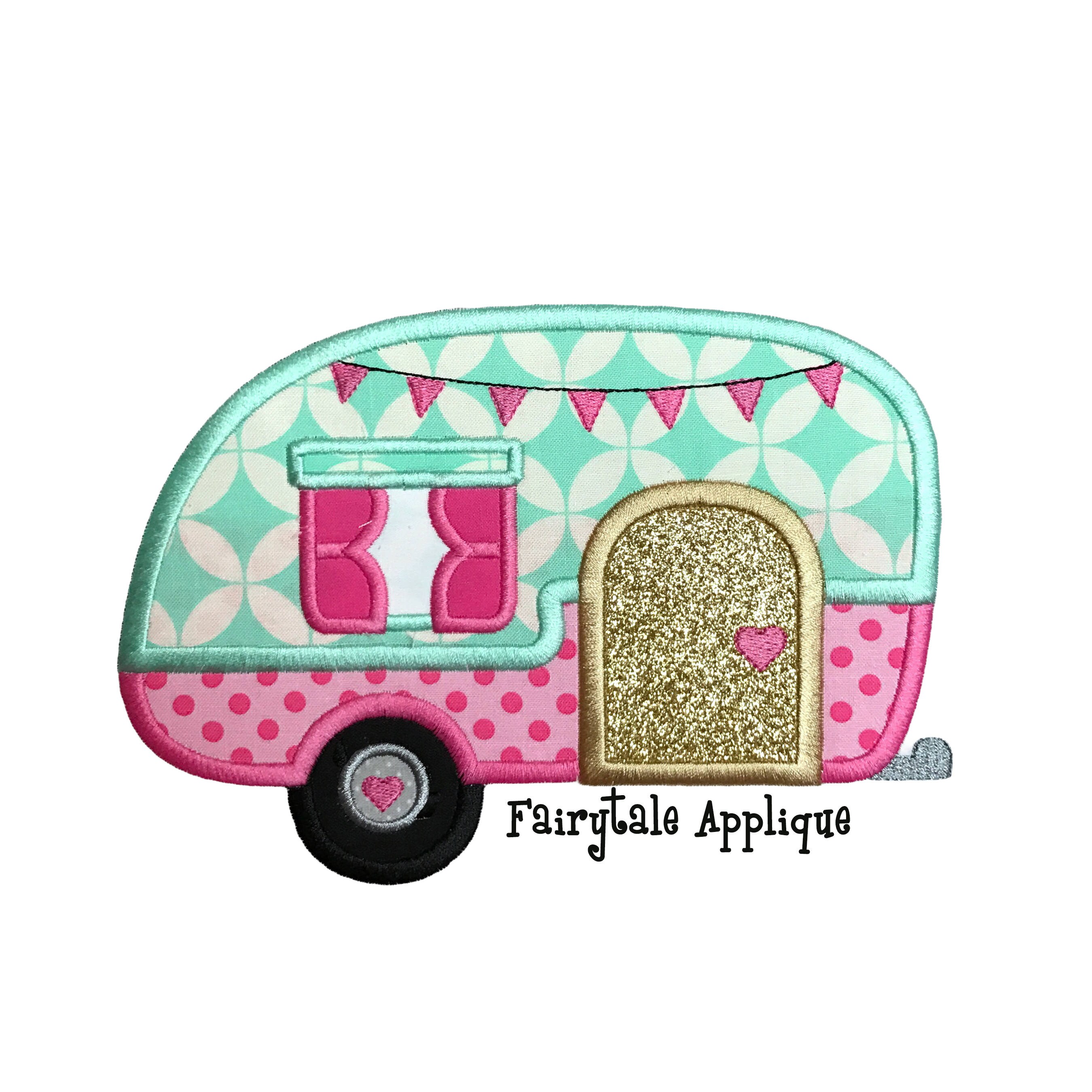 Digital Machine Embroidery Design Retro Camper Applique - Etsy