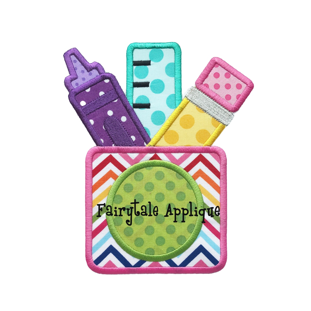 Digital Machine Embroidery Design - Monogrammed School Supplies ...