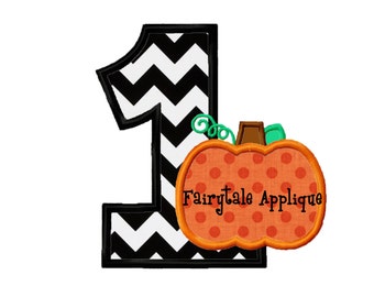 Pumpkin Applique Birthday Number 1 Machine Embroidery Design - Etsy