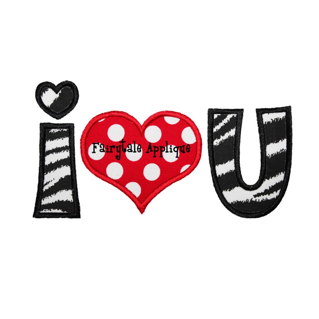 Digital Machine Embroidery Design - I Heart You Applique - Etsy