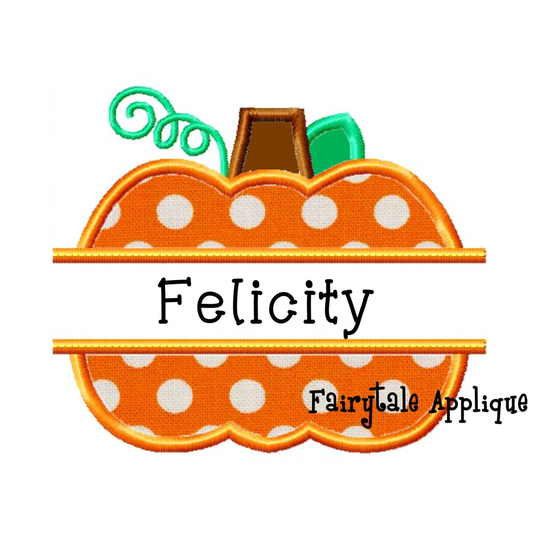 Digital Machine Embroidery Design Split Pumpkin Applique - Etsy