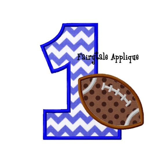 Digital Machine Embroidery Design Number 1 With Football | Etsy