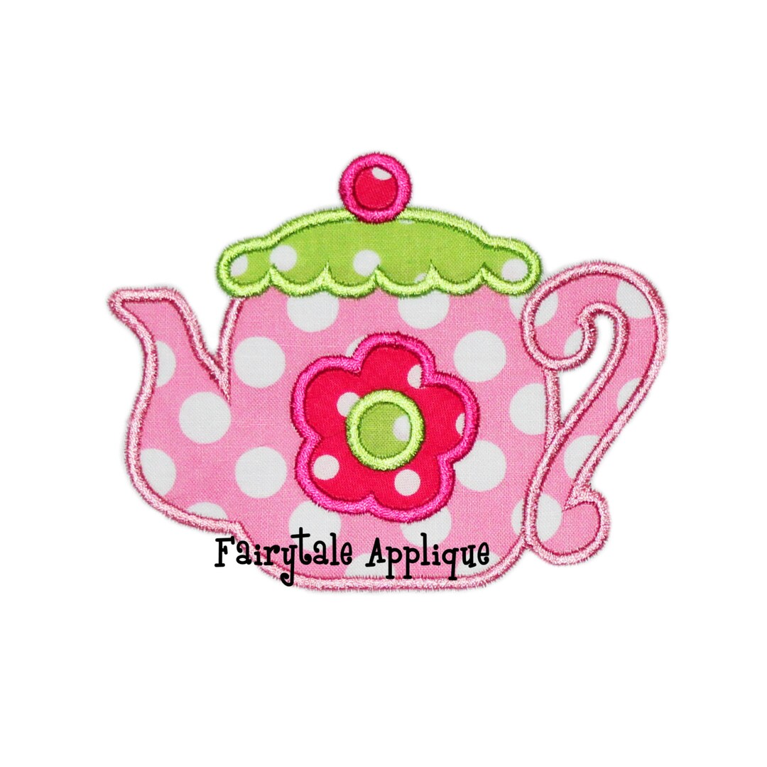 Digital Machine Embroidery Design - Teapot Applique - Etsy