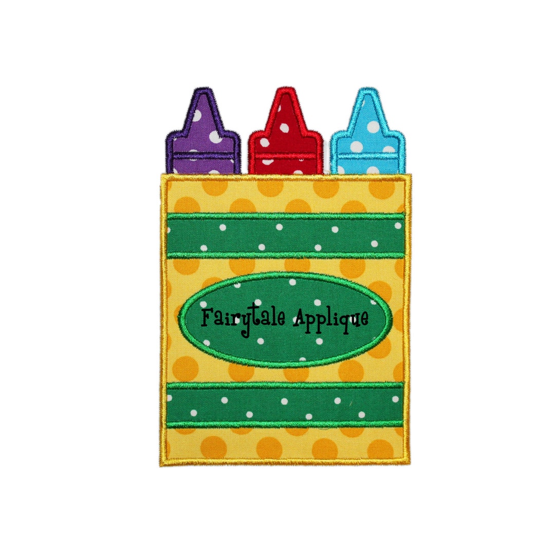 Digital Machine Embroidery Design - Crayon Box Applique - Etsy