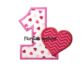 Heart With Number 1 Applique Machine Embroidery Design. Number 1 ...