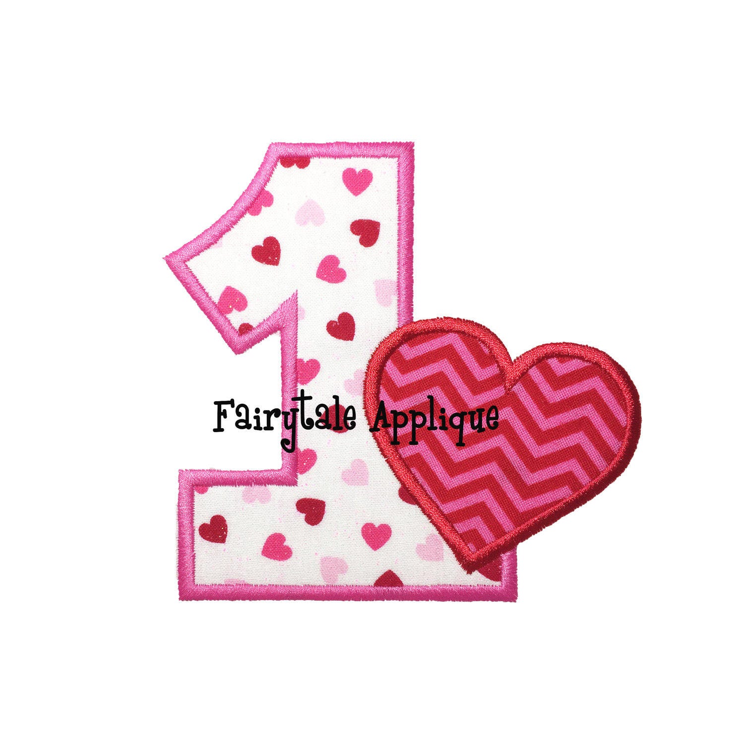 Digital Machine Embroidery Design Number 1 with Heart | Etsy