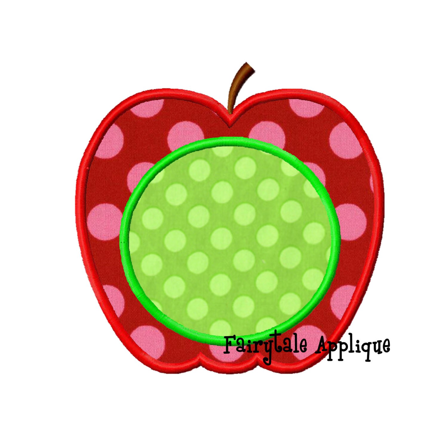 Digital Machine Embroidery Design Apple With Monogram - Etsy