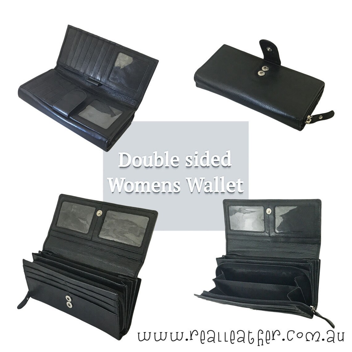 Womens Wallet Double Sided Flat Long Wallet Zip Around - Etsy