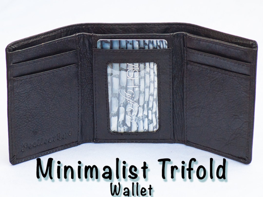 Handmade Ultra Slim Leather Trifold Wallet | Minimalist ID Window - Etsy