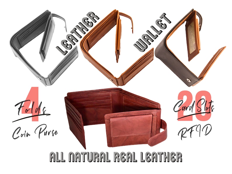 Handmade Cowhide Leather Wallet | 20 Card Slots & Coin Purse - Etsy