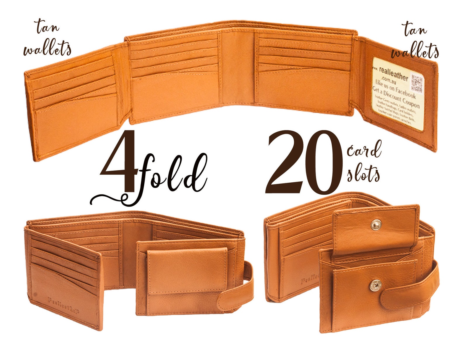 MENS 4 Fold Wallet | 20 Card Slots | Wallet With Coin Purse | Press ...