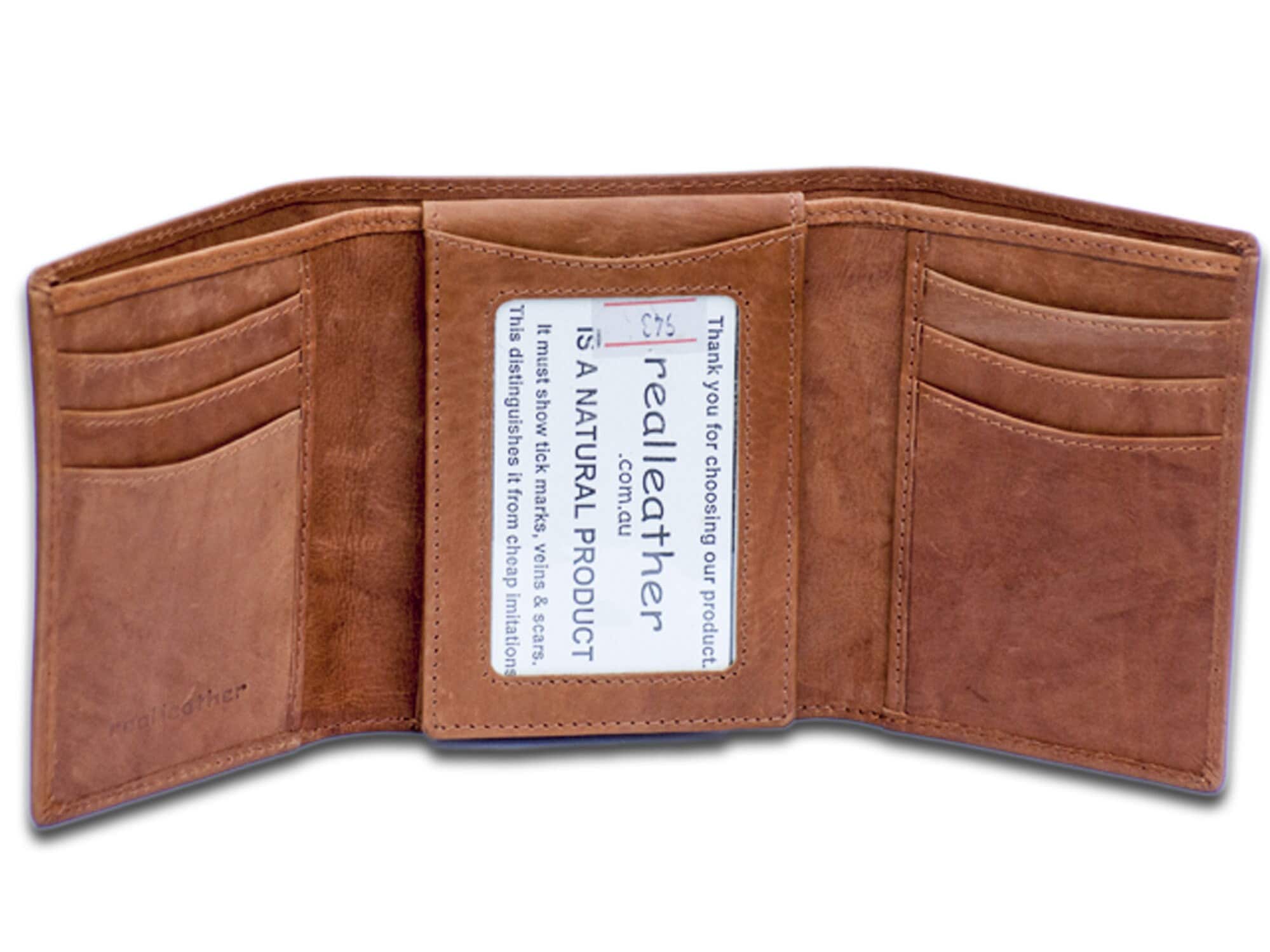 Mens Trifold Leather Wallet | 3 Fold Wallet Men's | Flip ID Window ...