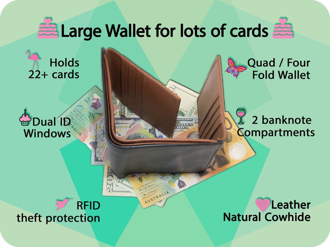 RFID Men’s Wallet | Four Fold Wallet | Quad Fold Leather Wallet | 22 ...