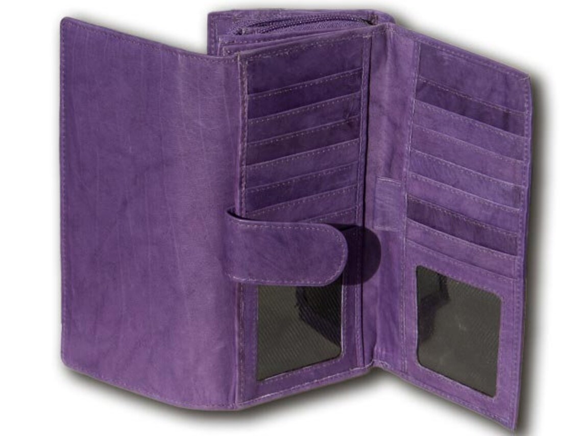 Womens Wallet Double Sided Flat Long Wallet Zip Around - Etsy