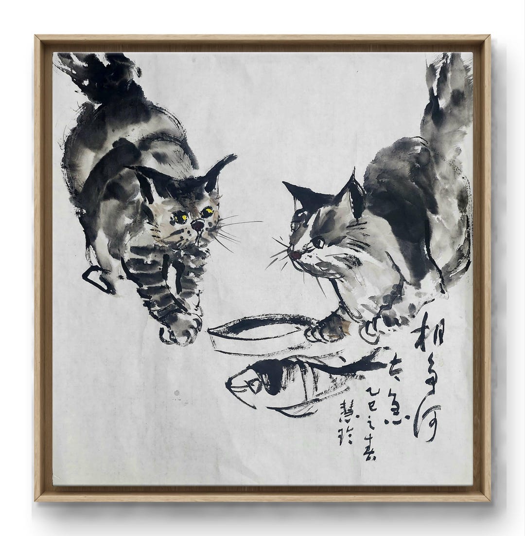 Customise Chinese Ink Painting Make to Order,pets Ink Painting Cats and ...