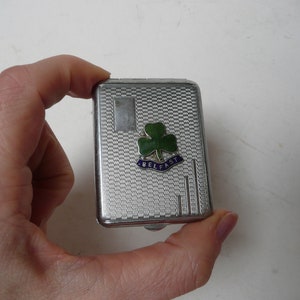 Vintage Irish Belfast Post Stamps Case Chrome Pocket Holder With Clover ...