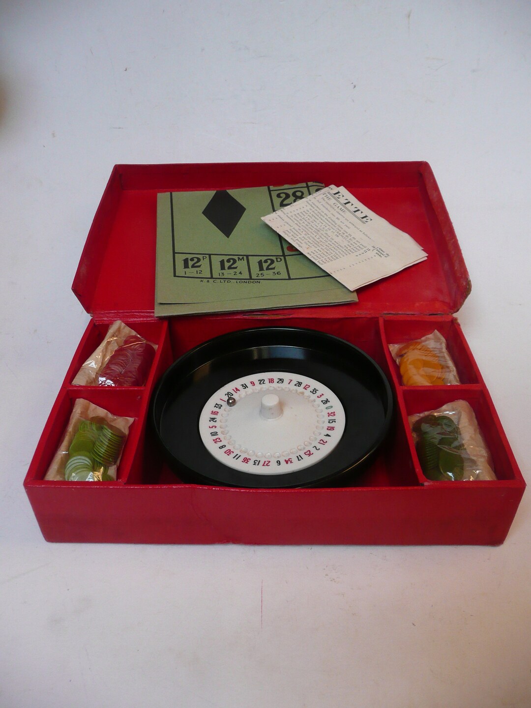 Vintage British Board Game Roulette Set by K & C. Ltd. London in ...