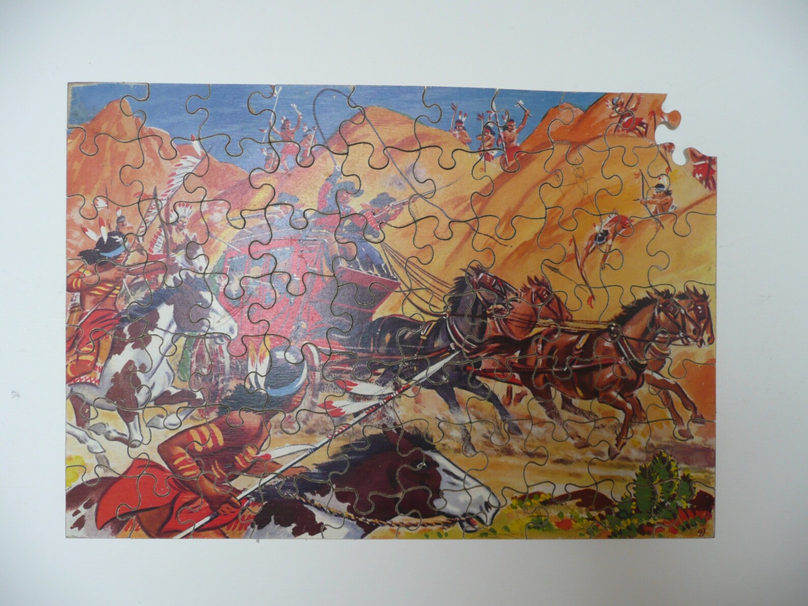 Vintage Wooden 70 Piece Jigsaw Puzzle Cowboys and Indians - Etsy