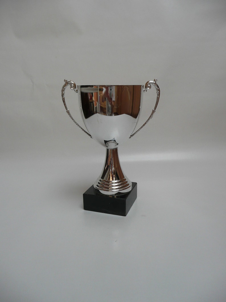 Vintage Medium Silver Tone Cast Metal Cup on Black Marble Base - Etsy