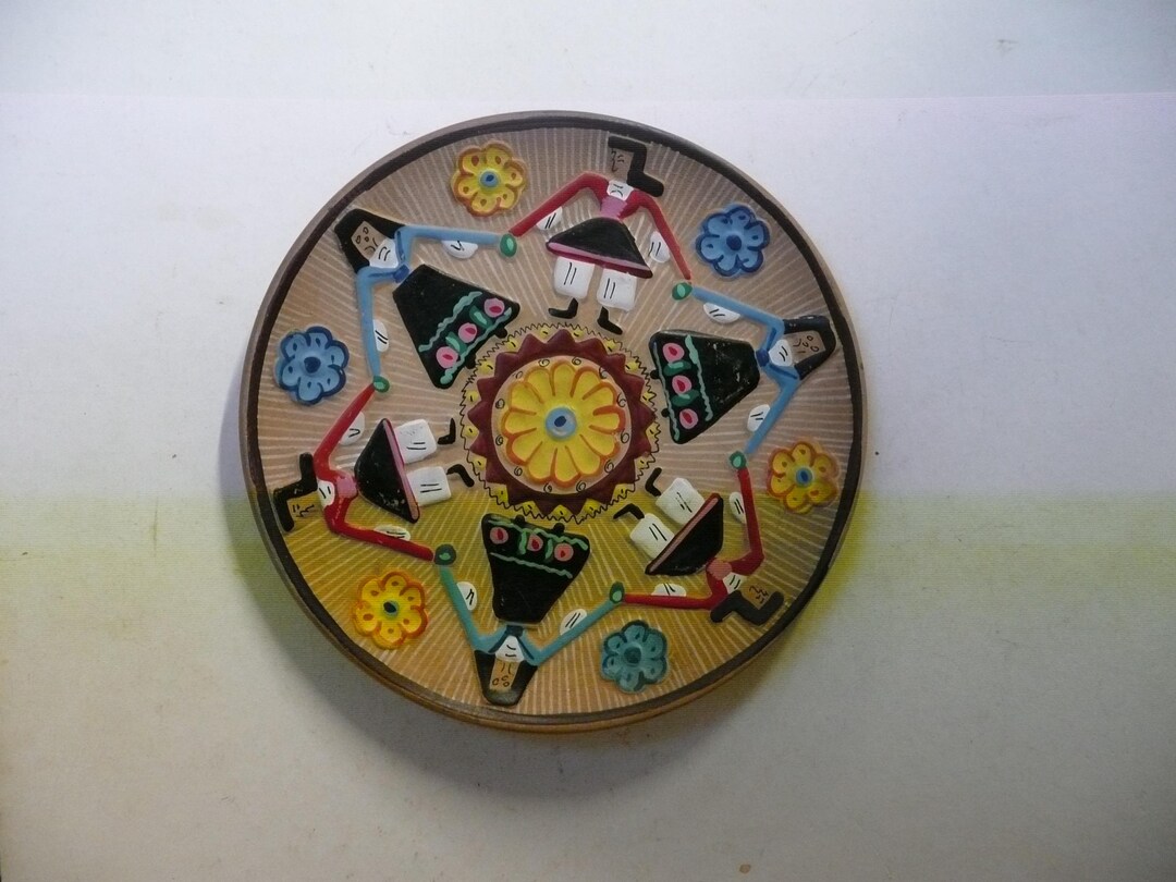 Rare Vintage Italian Sardinian Folk Retro Pottery Wall Plate Hand ...