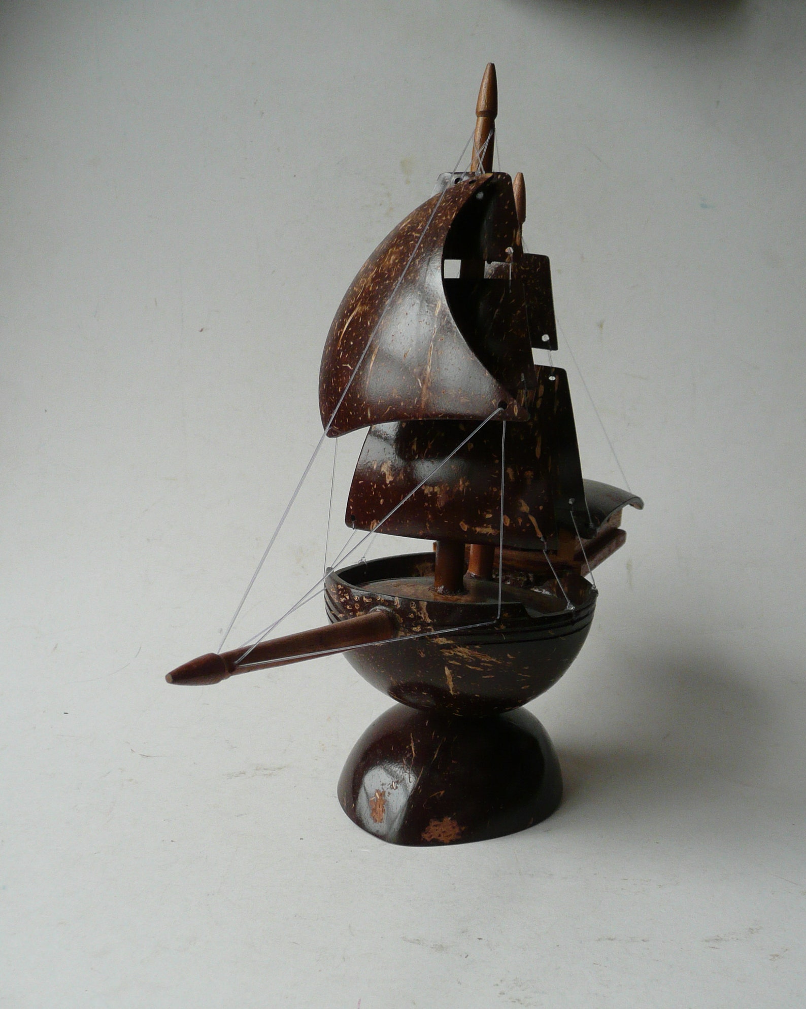 Absolutely Delightful Vintage Coconut Shell Handmade Tall Ship Sailing ...