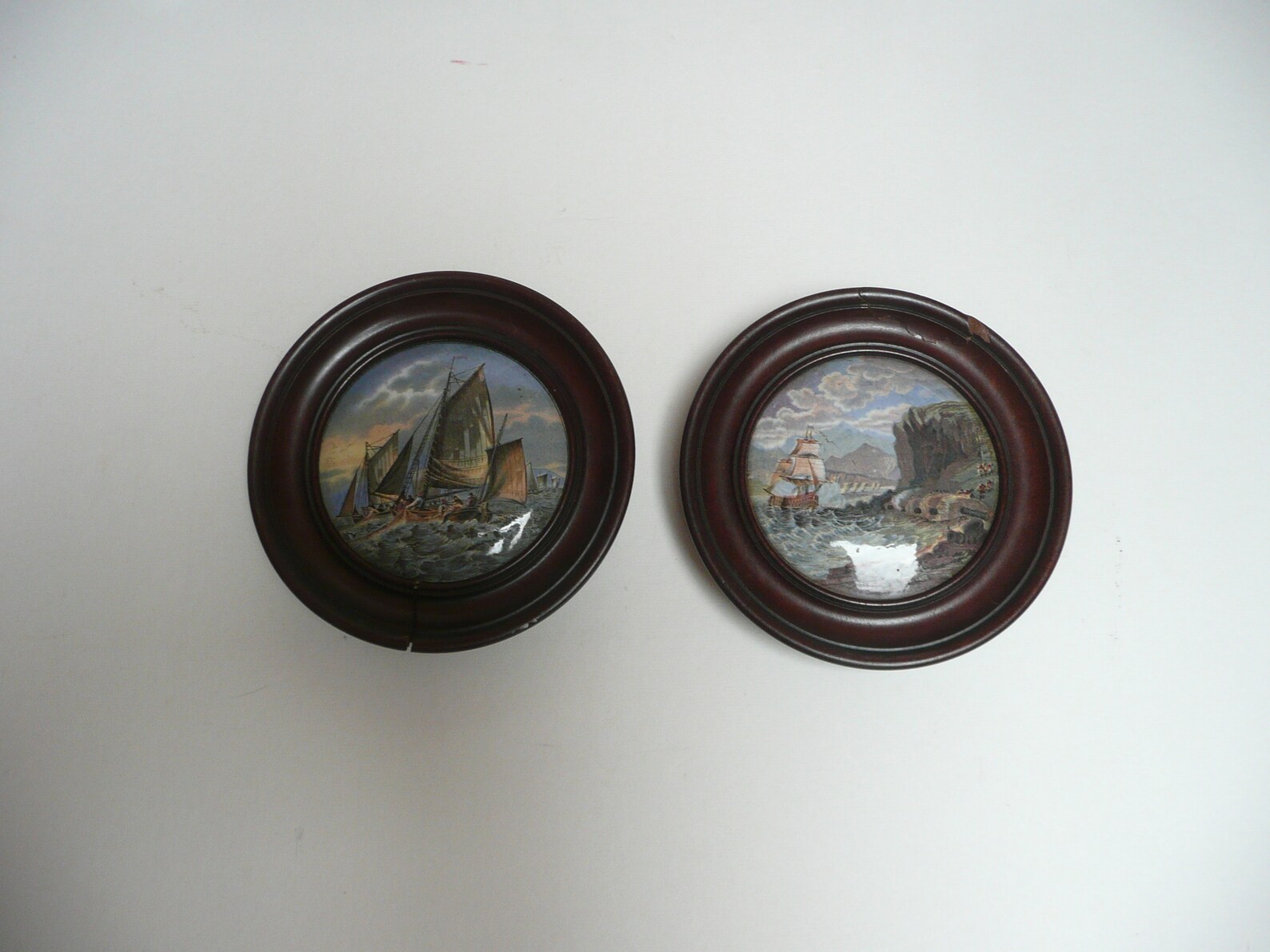 Pair of Framed Antique Victorian Pot Lids Pratt Ware the Chin Chew ...