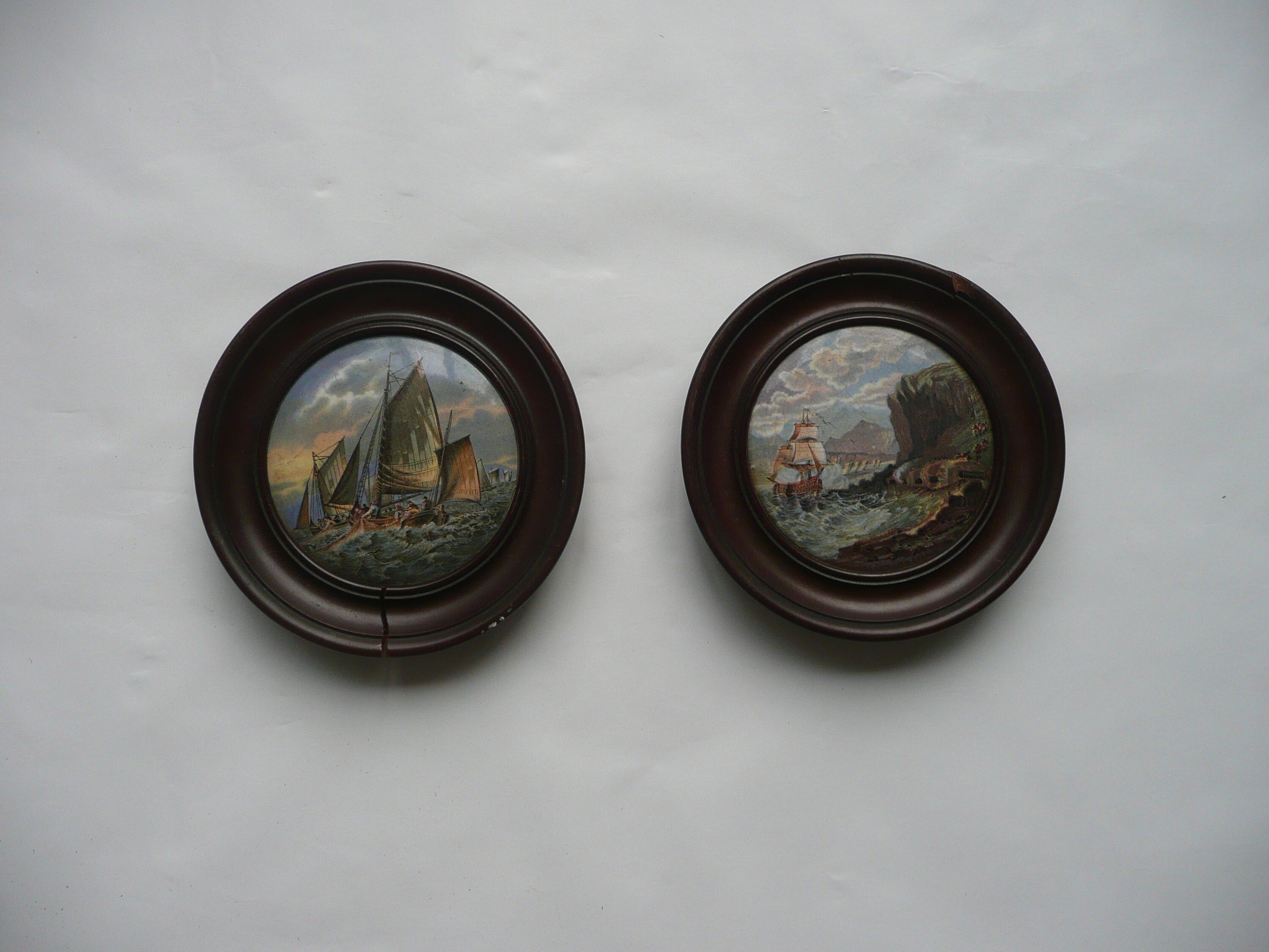Pair of Framed Antique Victorian Pot Lids Pratt Ware the Chin Chew ...