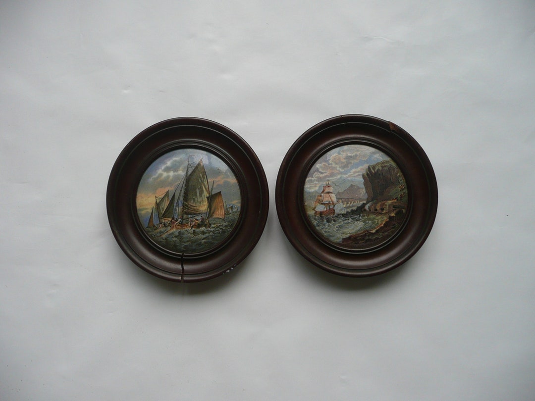 Pair of Framed Antique Victorian Pot Lids Pratt Ware the Chin Chew ...