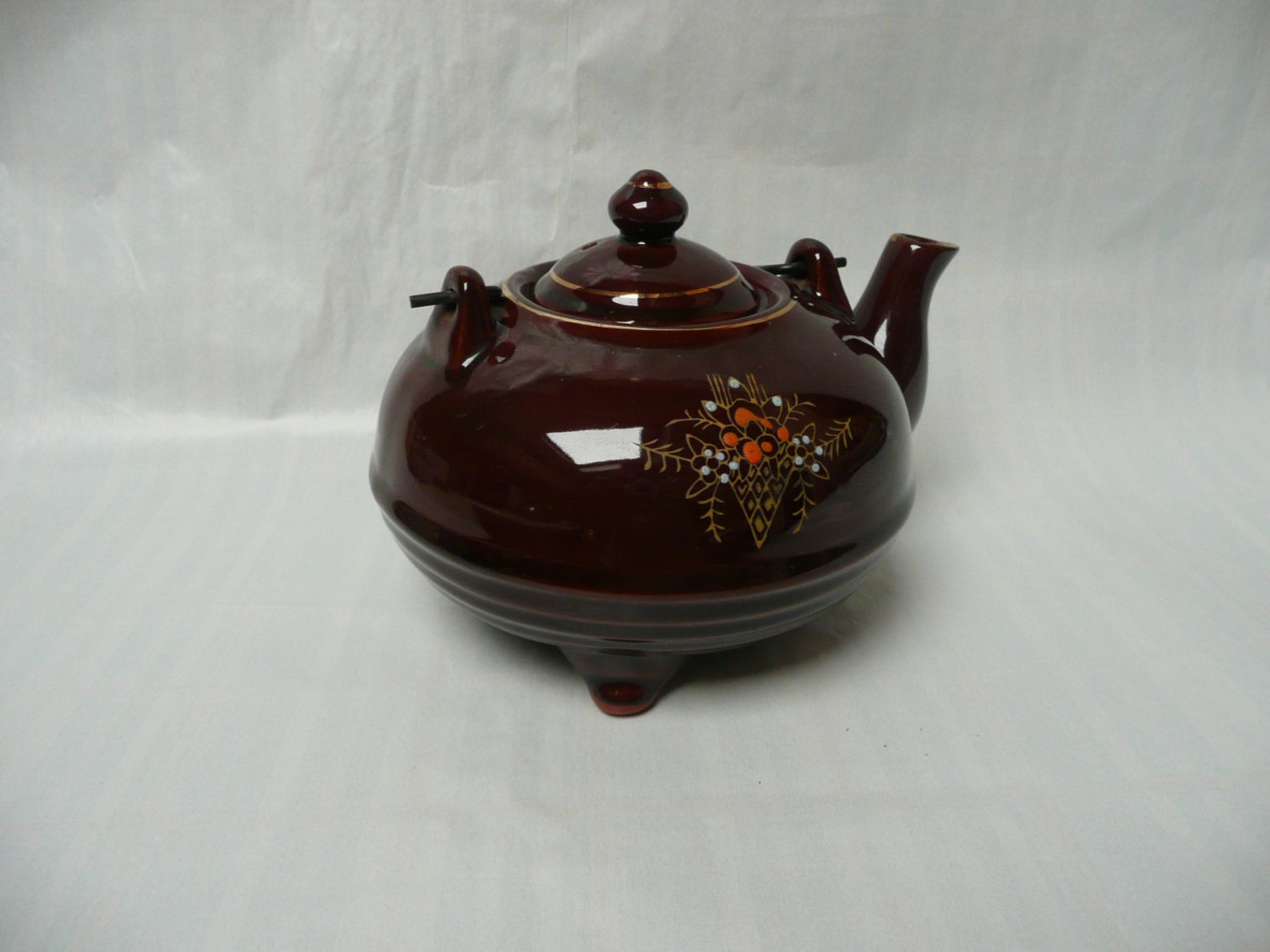 Vintage Redware Hand Painted Japanese Moriage Pattern Footed | Etsy