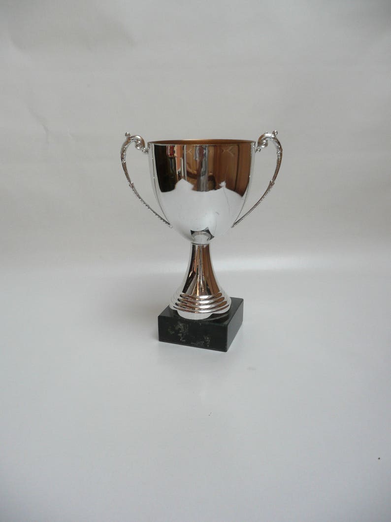 Vintage Medium Silver Tone Cast Metal Cup on Black Marble Base - Etsy