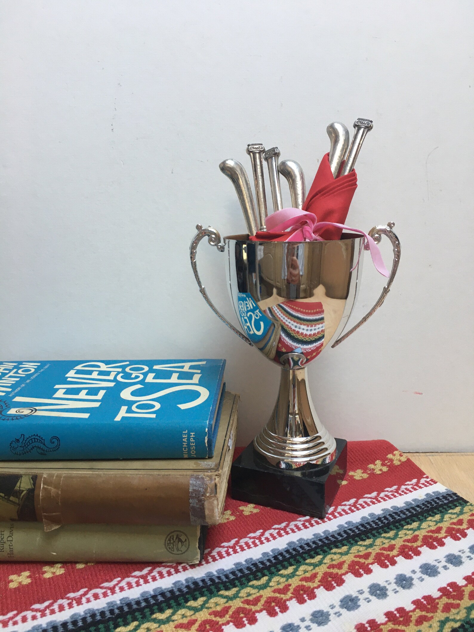 Vintage Medium Silver Tone Cast Metal Cup on Black Marble Base - Etsy