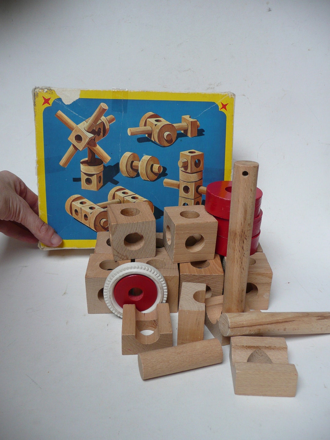 Set of Vintage West German Made Wooden Cubes Blocks in Original Box ...