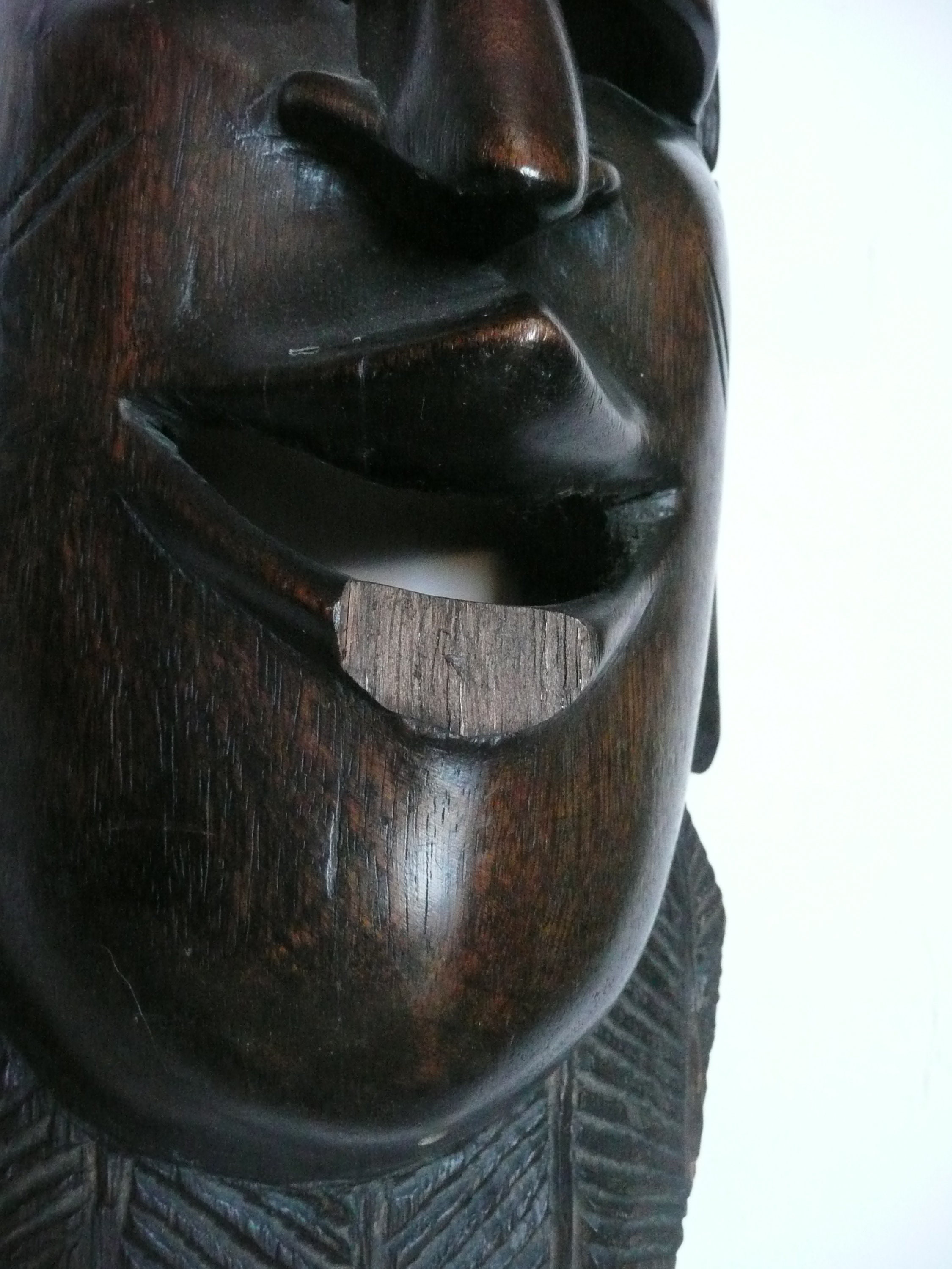 Mid-century Vintage Dark Wood Hand Carved African Tribal Masks in Dense ...